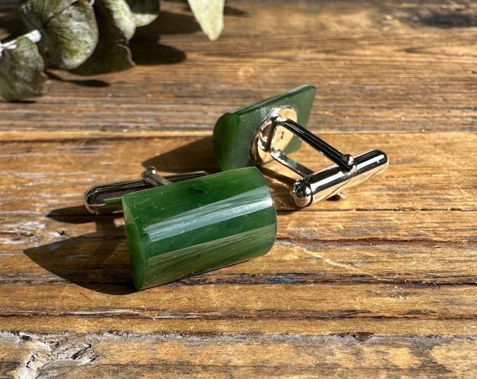 Jade Sterling Silver Cuff Links, Carved Out of Canadian Jade - Etsy