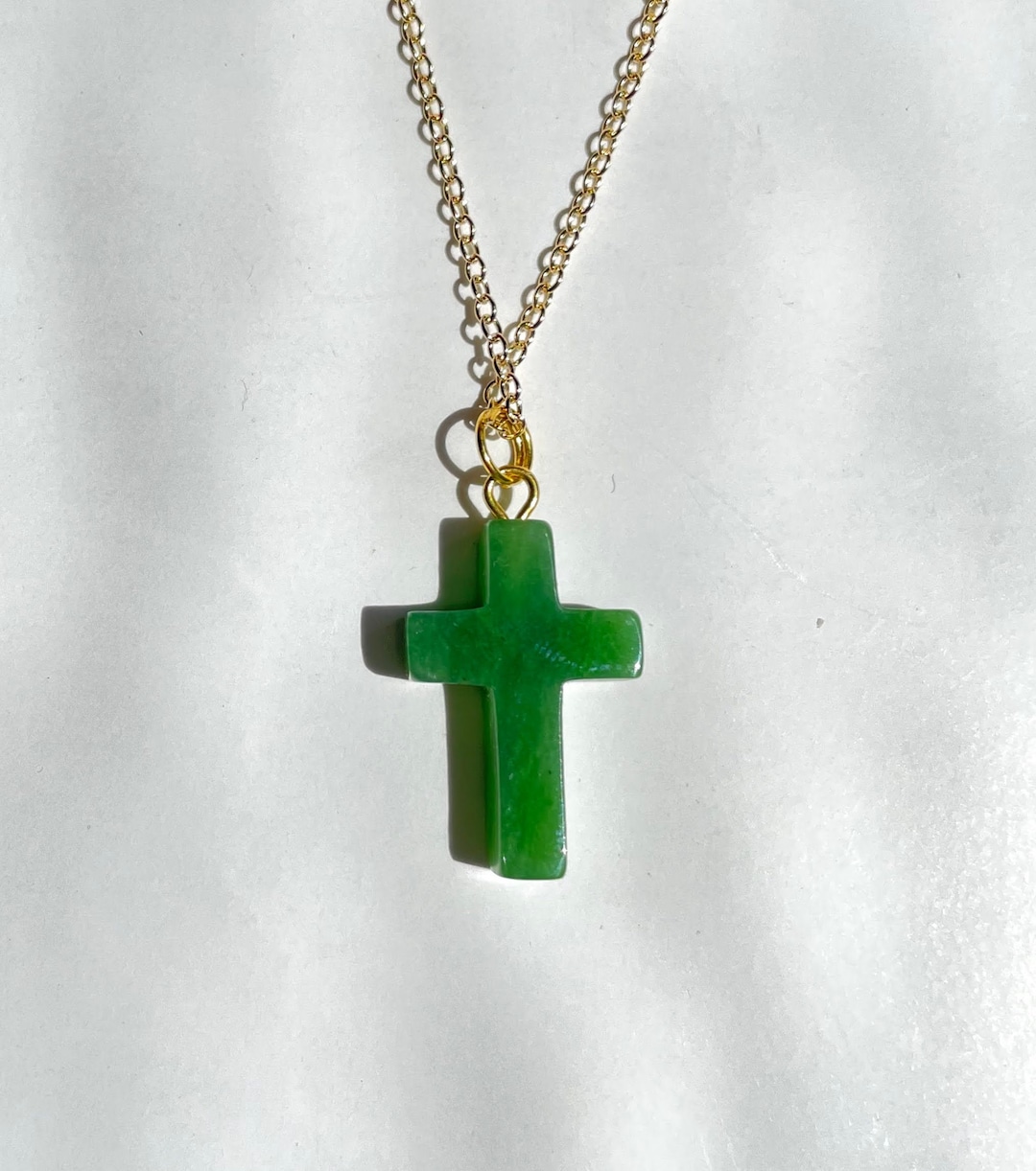 Small Jade Cross - Canadian Nephrite Jade - 21mm Gold Tone - Etsy