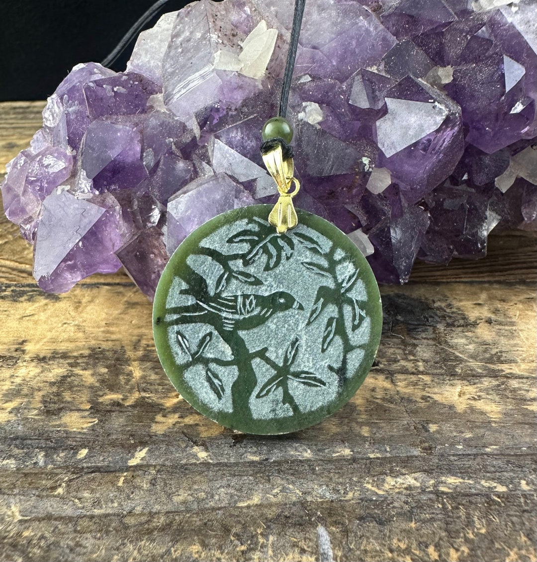 Vintage Canadian Jade Bird Pendant - Etsy
