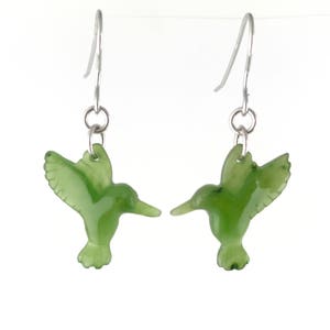 Jade Hummingbird Earrings - Canadian Nephrite Jade on Sterling Silver ...
