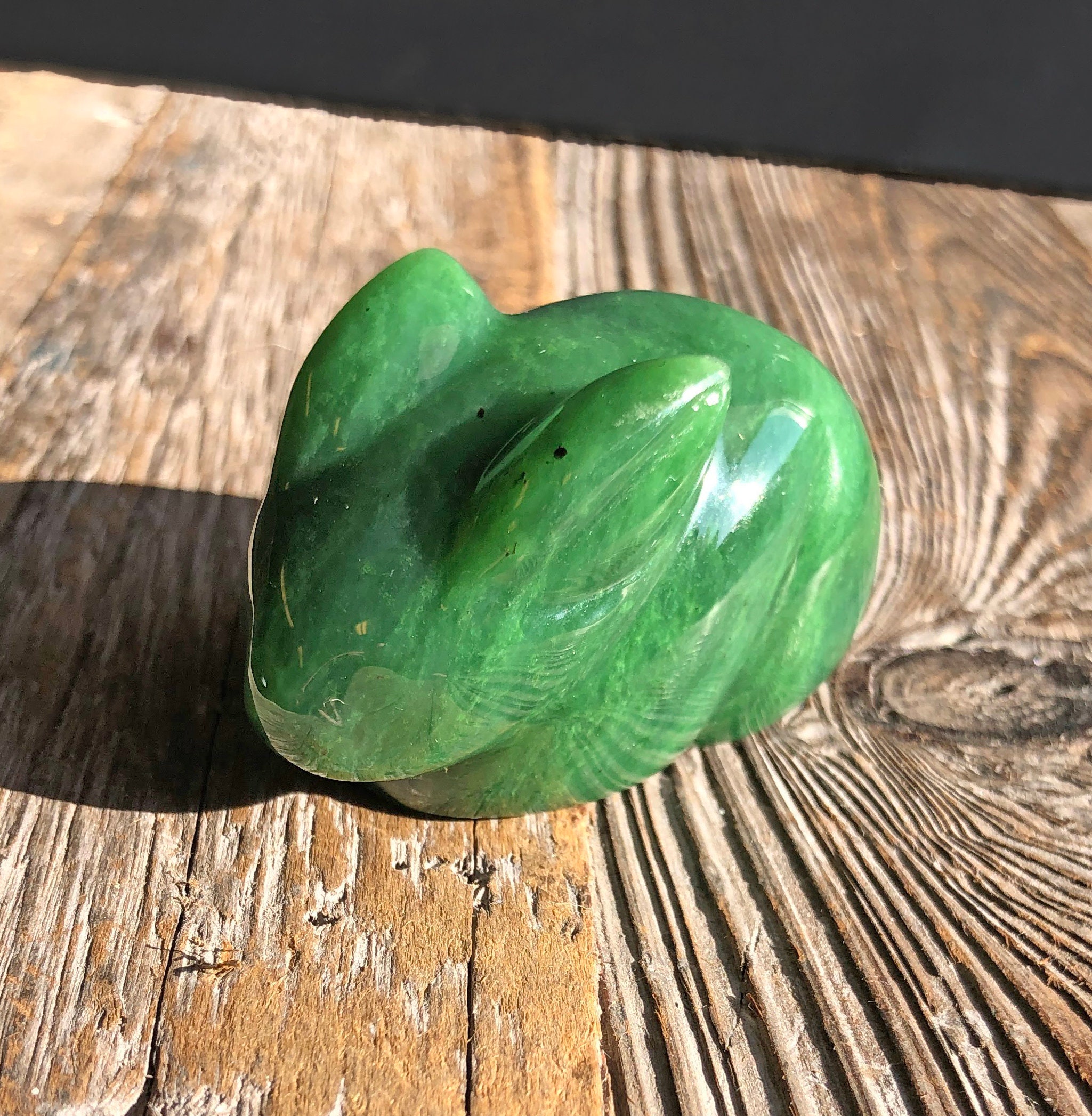 Green Jade Bunny Carved Out of Canadian Nephrite Jade | Etsy