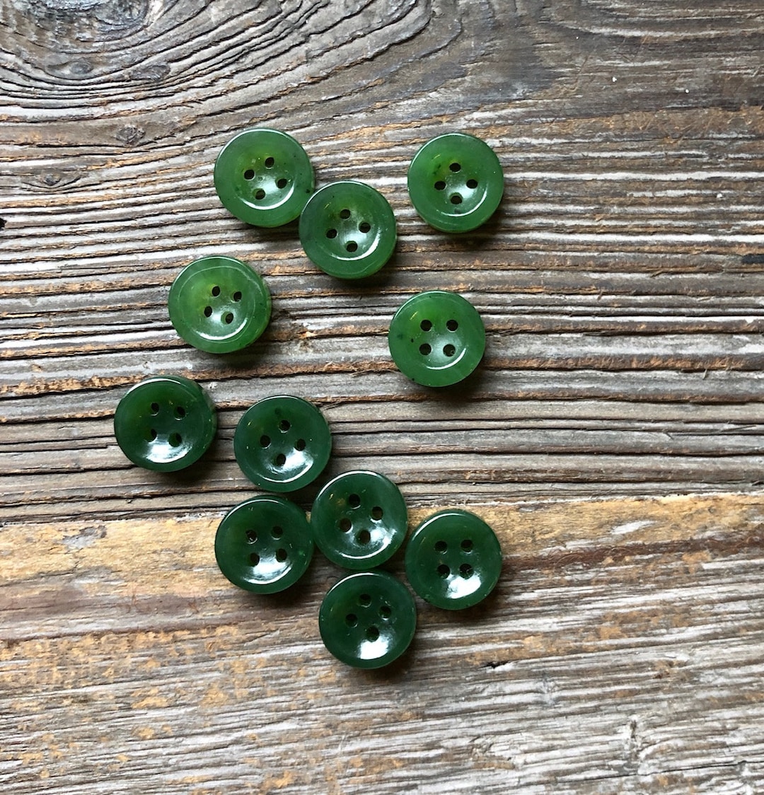 Jade Button, 11mm or 14.5mm Carved Out of Canadian Jade - Etsy