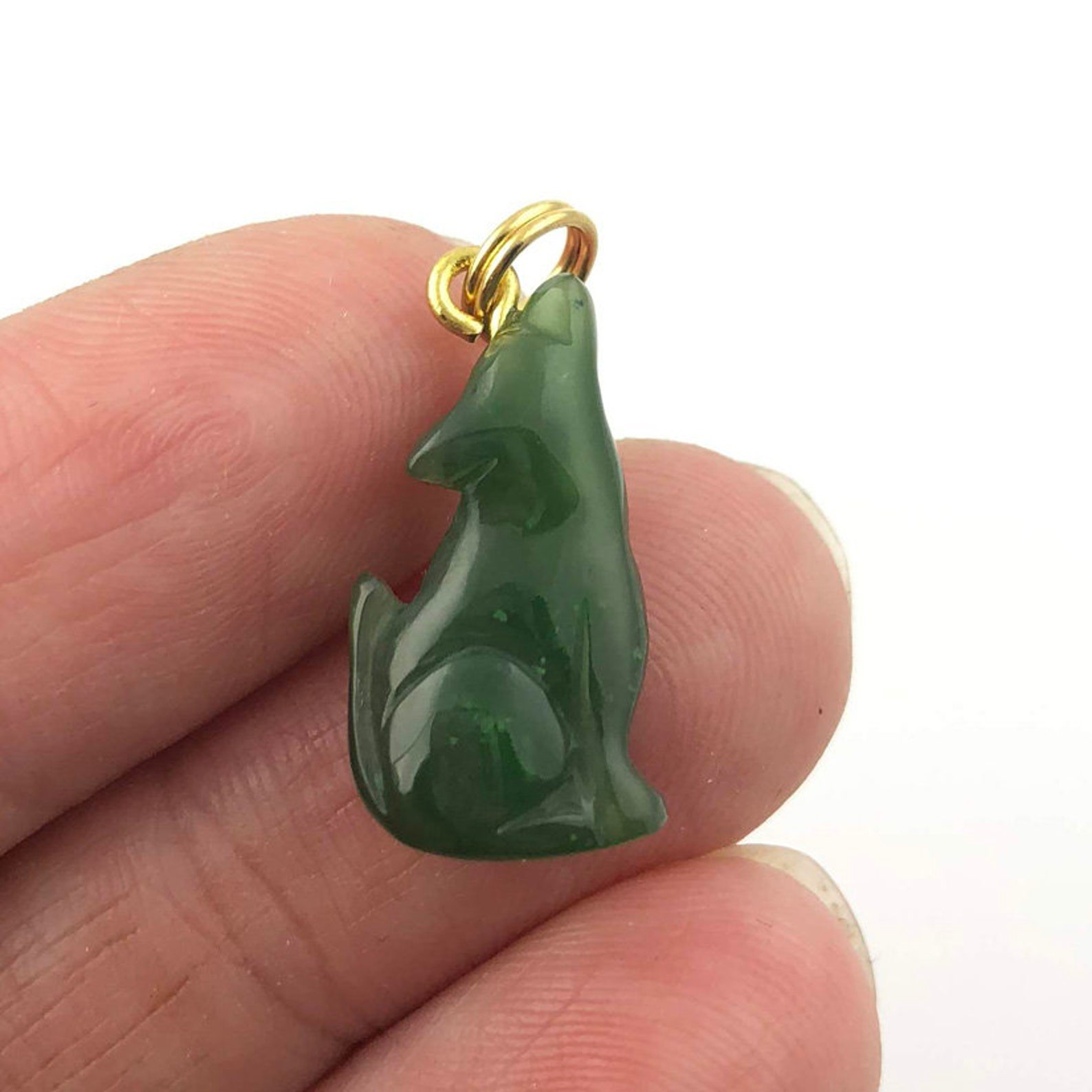 Jade Wolf Charm, 17mm Carved Out of Canadian Jade - Etsy