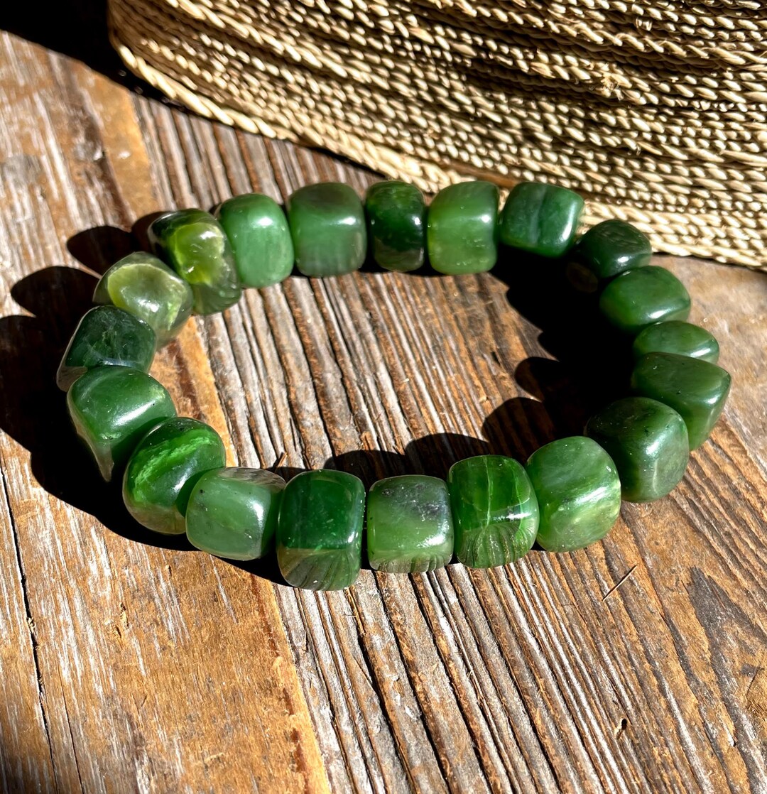 Jade Power Bead Bracelet, Nugget - Canadian Nephrite Jade - Etsy