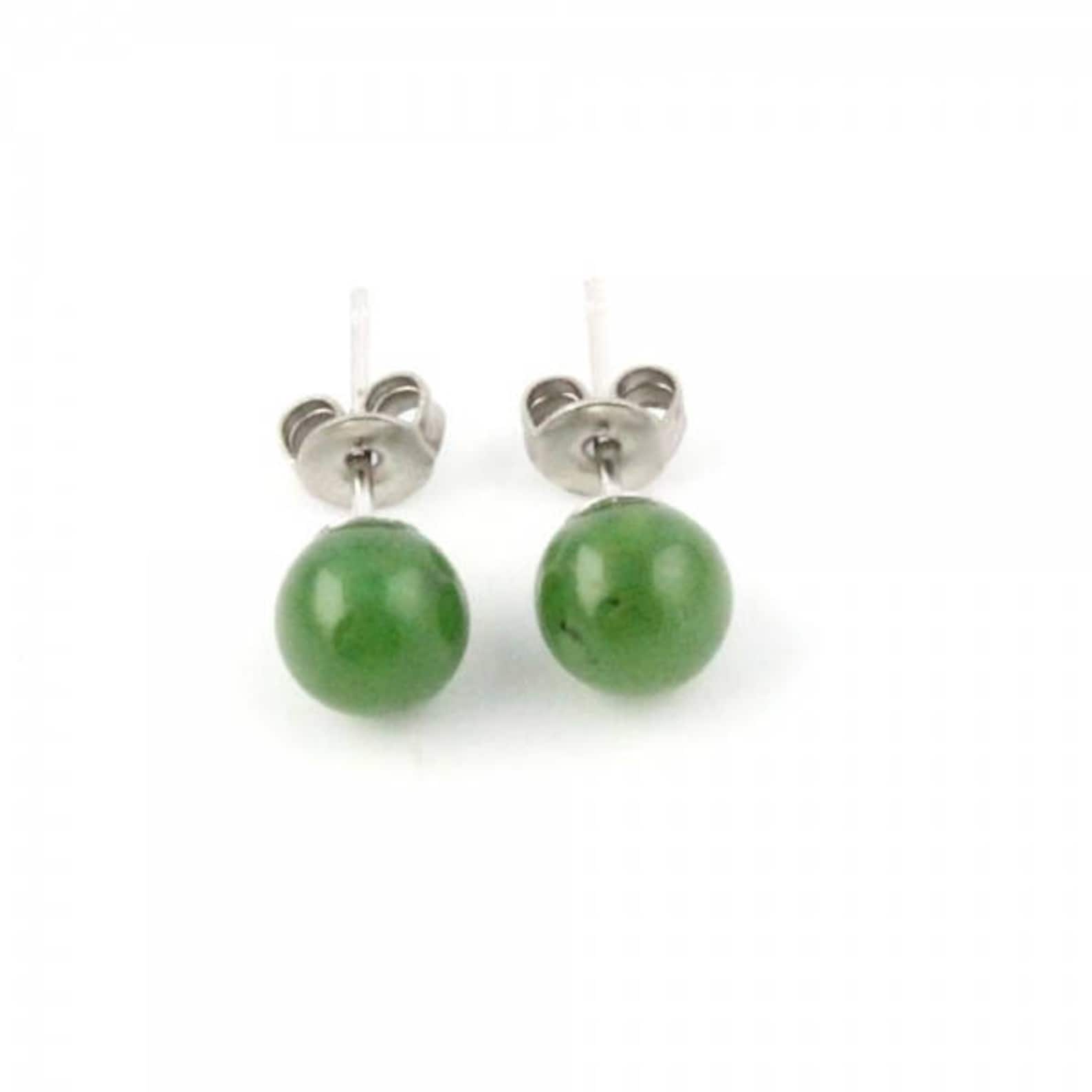 Round Jade Stud Earrings Canadian Nephrite Jade - Etsy