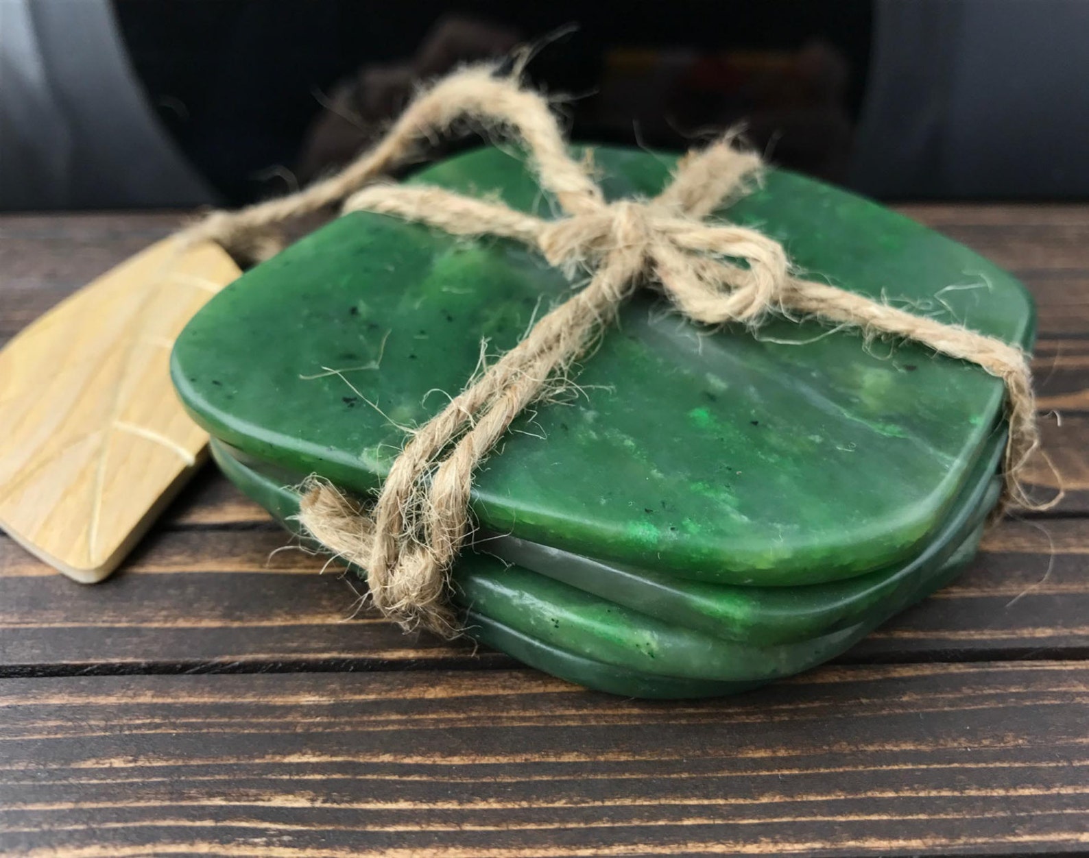 Canadian Nephrite Jade Coaster Set of 4 - Etsy