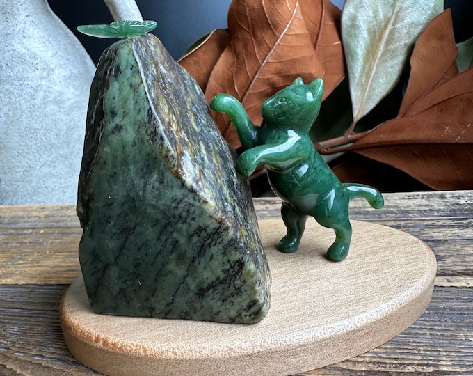 Jade Cat Pawing at Jade Butterfly, 2.5 - Etsy
