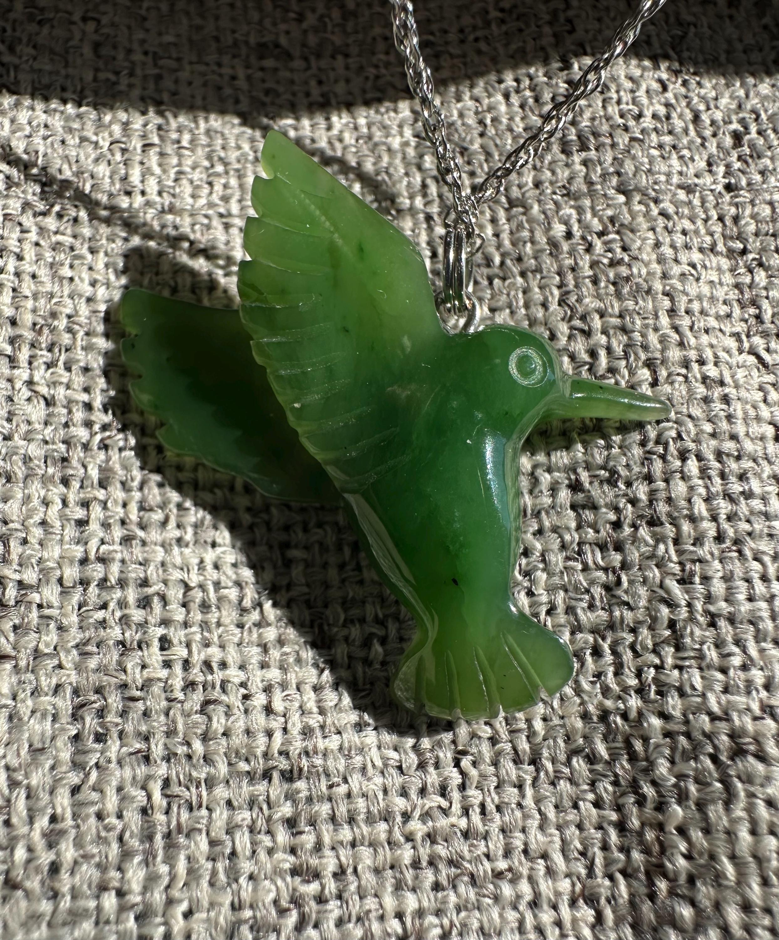 Jade Hummingbird Pendant, Canadian Nephrite Jade - Etsy