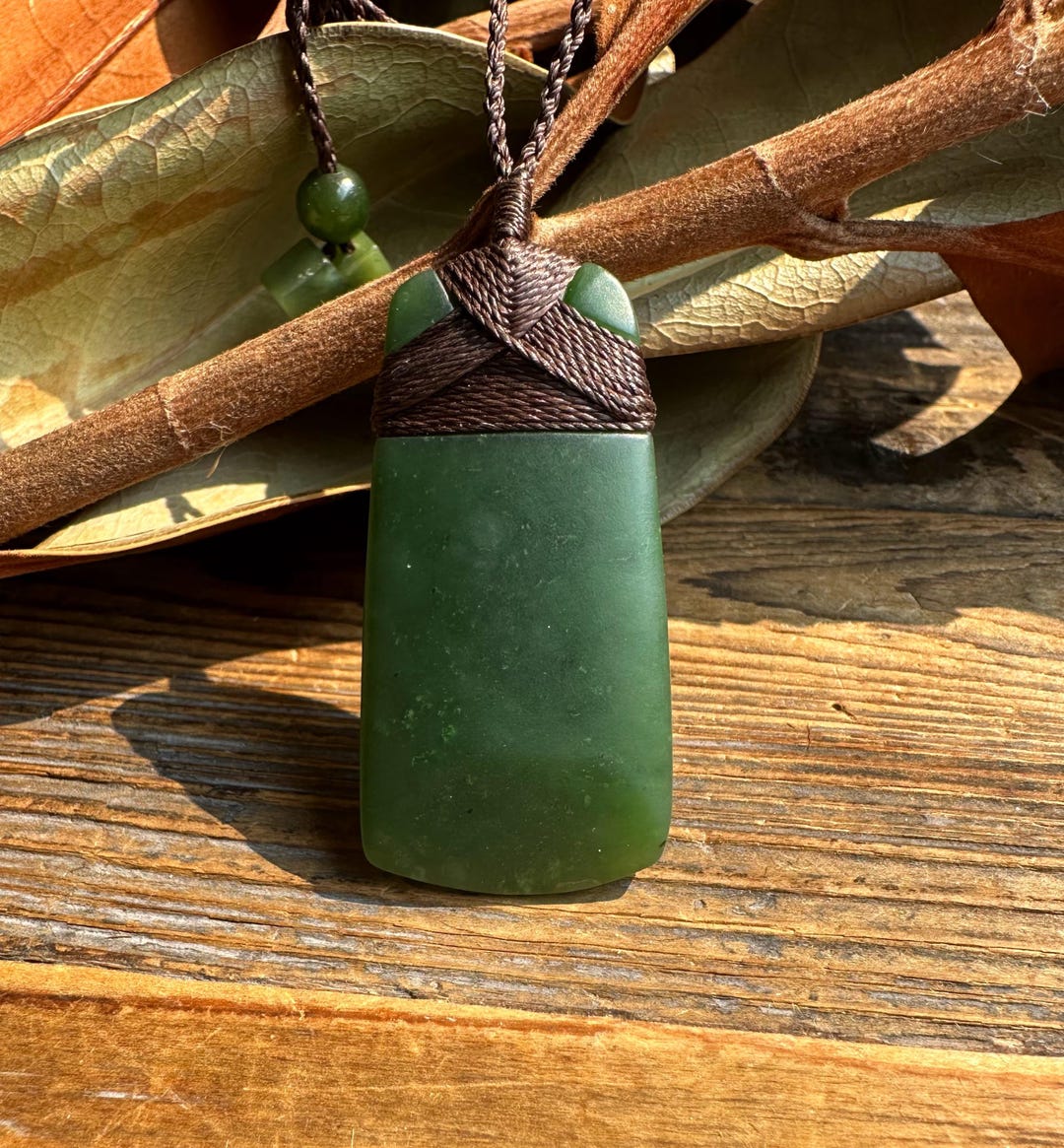 Dark Green Jade Adze Pendant 2", Canadian Nephrite Jade With a Matte ...