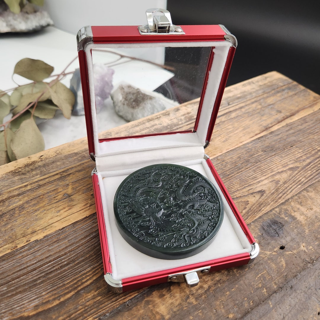 Jade Dragon and Phoenix Paperweight, 130g 3 Round - Etsy