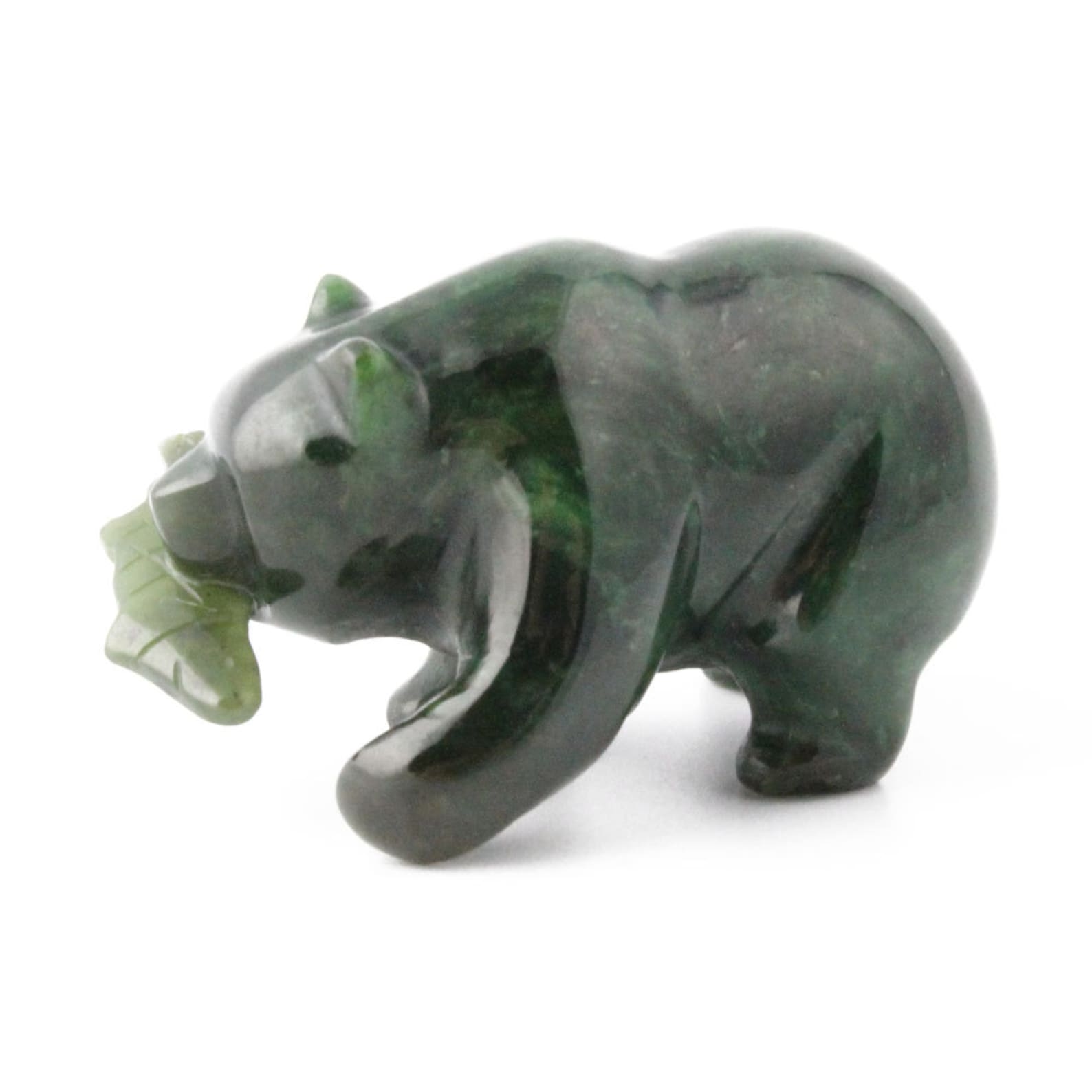 Canadian Nephrite Jade Bear With Fish Carving - Sold Individually ...