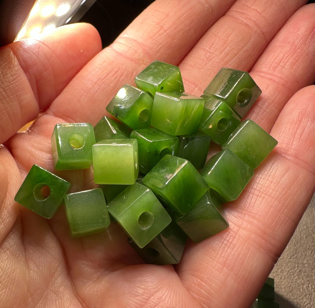 8mm Canadian Jade Cube Bead: Polar or Cassiar Jade - Etsy