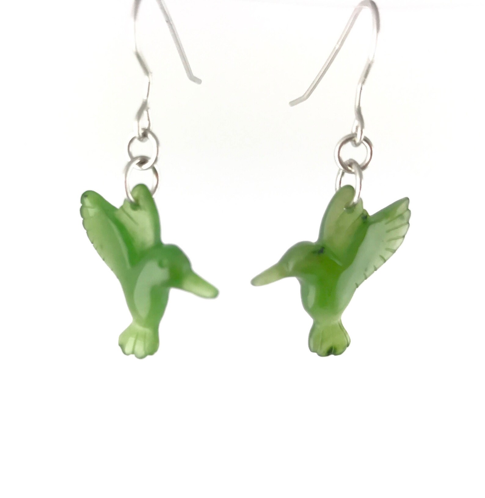 Jade Hummingbird Earrings - Canadian Nephrite Jade on Sterling Silver ...