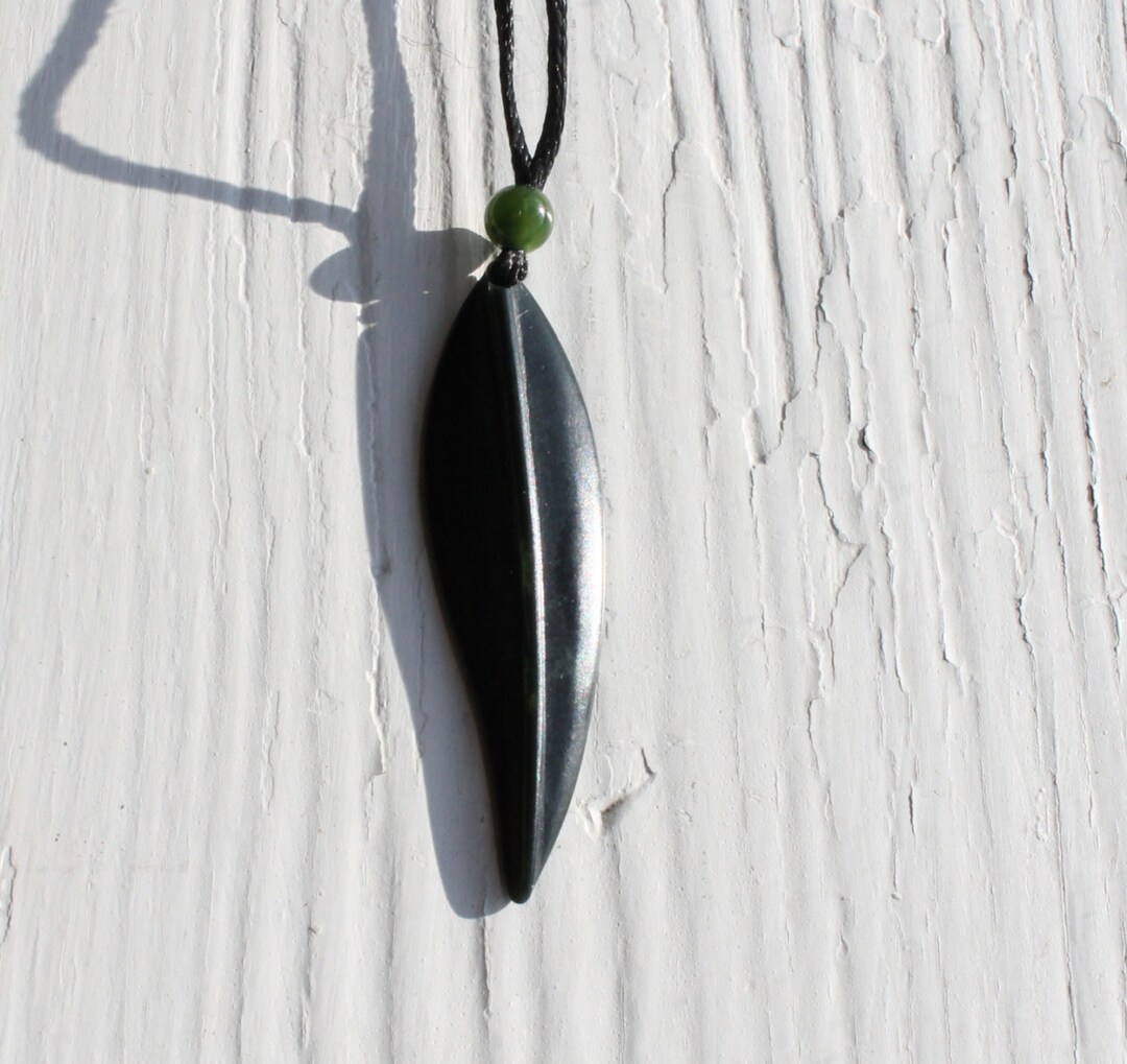 Australian Black Nephrite Jade Pendant, Leaf - Etsy