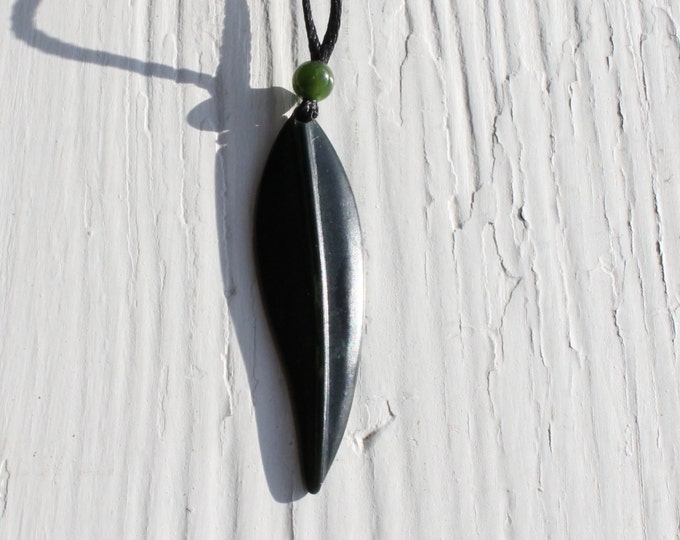 Australian Black Nephrite Jade Pendant Leaf - Etsy