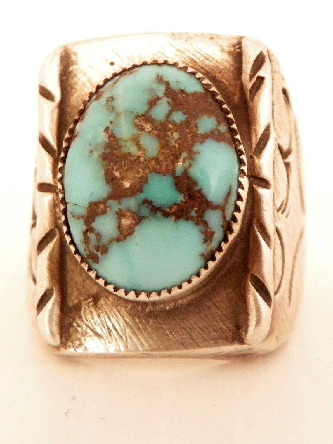 Men's Turquoise Sterling Silver Ring - Etsy