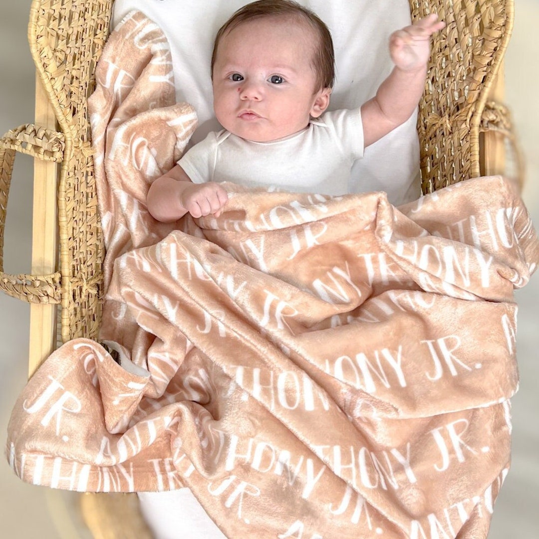 Newborn Minky Custom Name Blanket for Baby Girls and Boys, 30x40in Crib ...