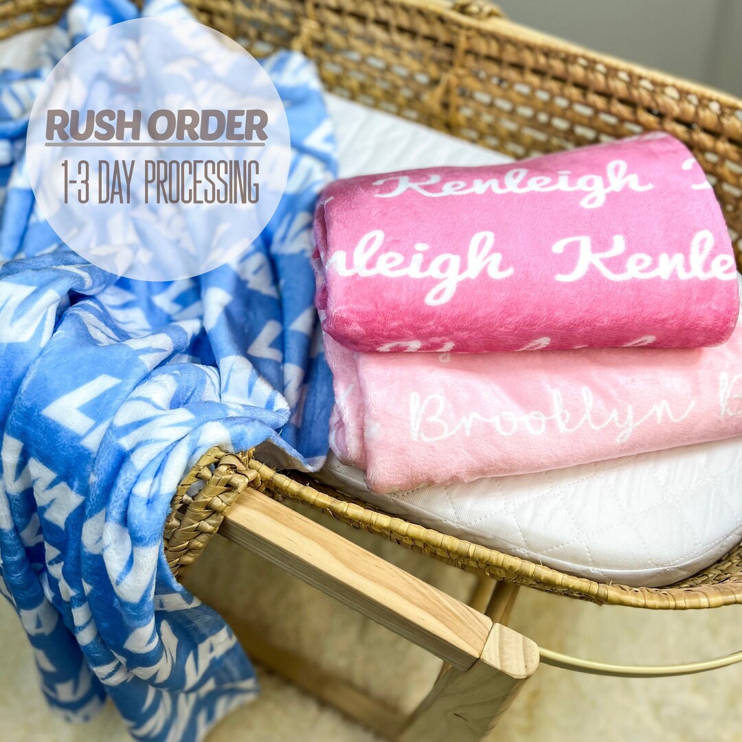 RUSH ORDER Name Blanket for Girls and Boys Personalized Plush Minky ...