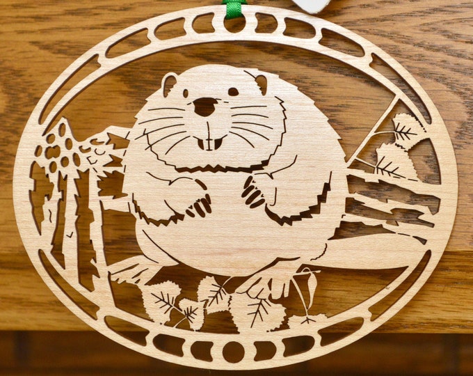 Wood Beaver Ornament Wood Cut Beaver Decoration North American Beaver ...