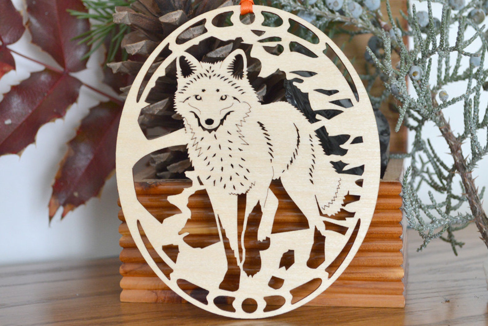 Wood Fox Ornament Wood Cut Fox Decoration Red Fox Ornament - Etsy