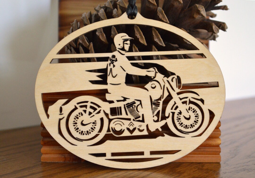 Motorcycle Ornament Woodcut Motorcycle Decoration - Etsy