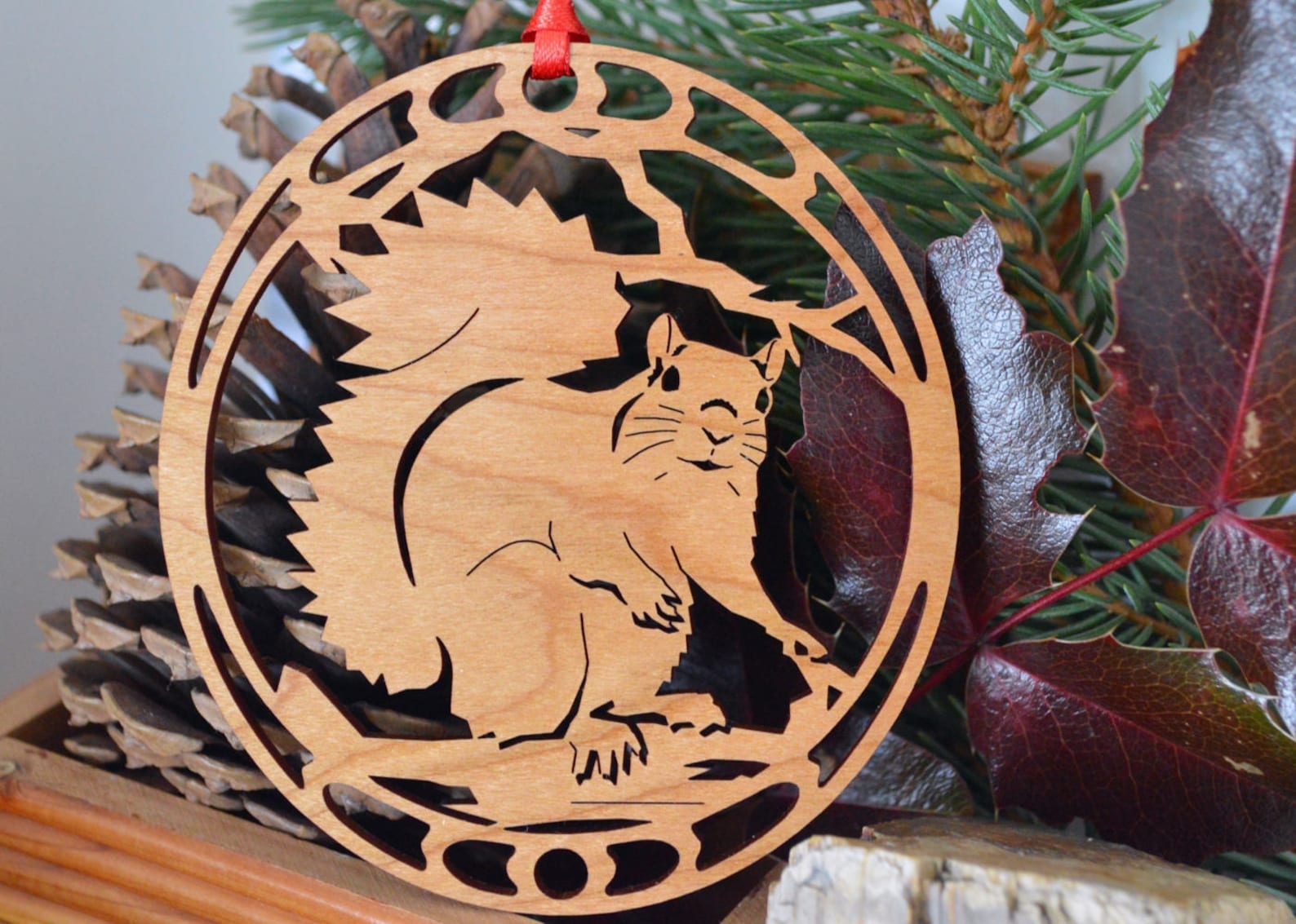 Wooden Squirrel Ornament Wood-cut Woodland Squirrel Decoration | Etsy