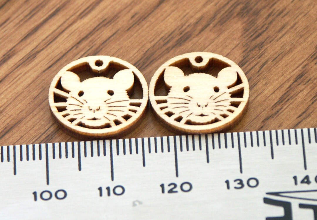 Wood Rat Mouse Face Charm, Jewelry Tag Crafting Supply, 10 Pairs - Etsy