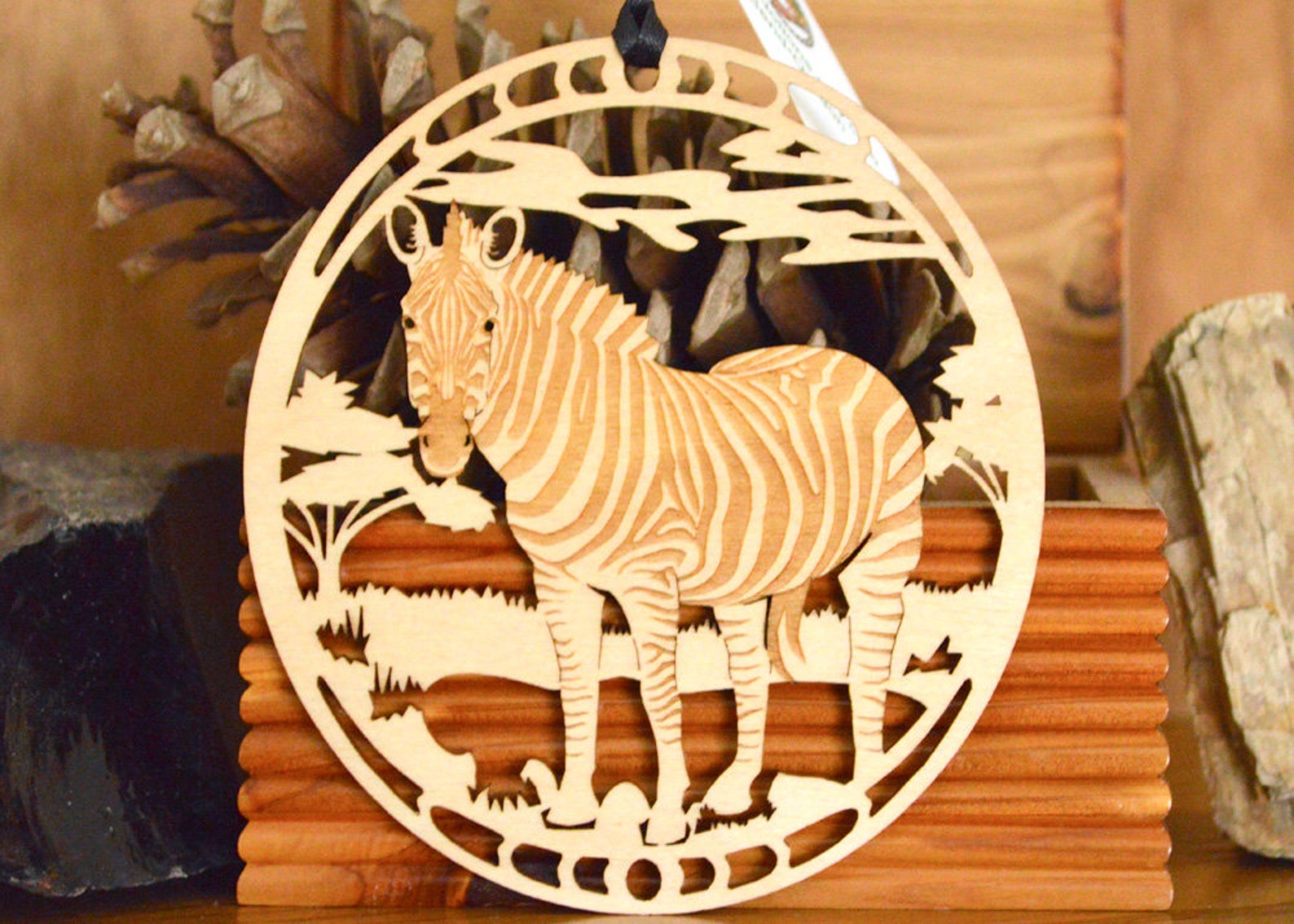 Wood Zebra Ornament Woodcut Zebra Decoration - Etsy