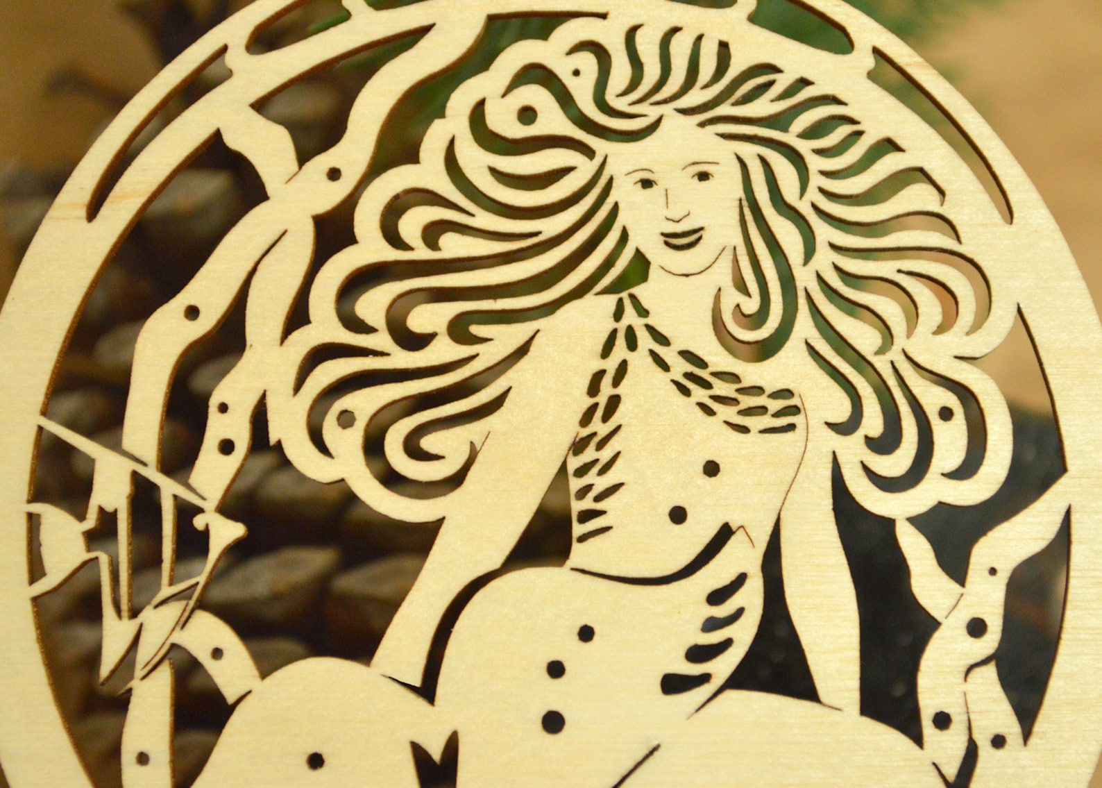 Wood Mermaid Ornament Woodcut Mermaid Decoration Wooden Little - Etsy