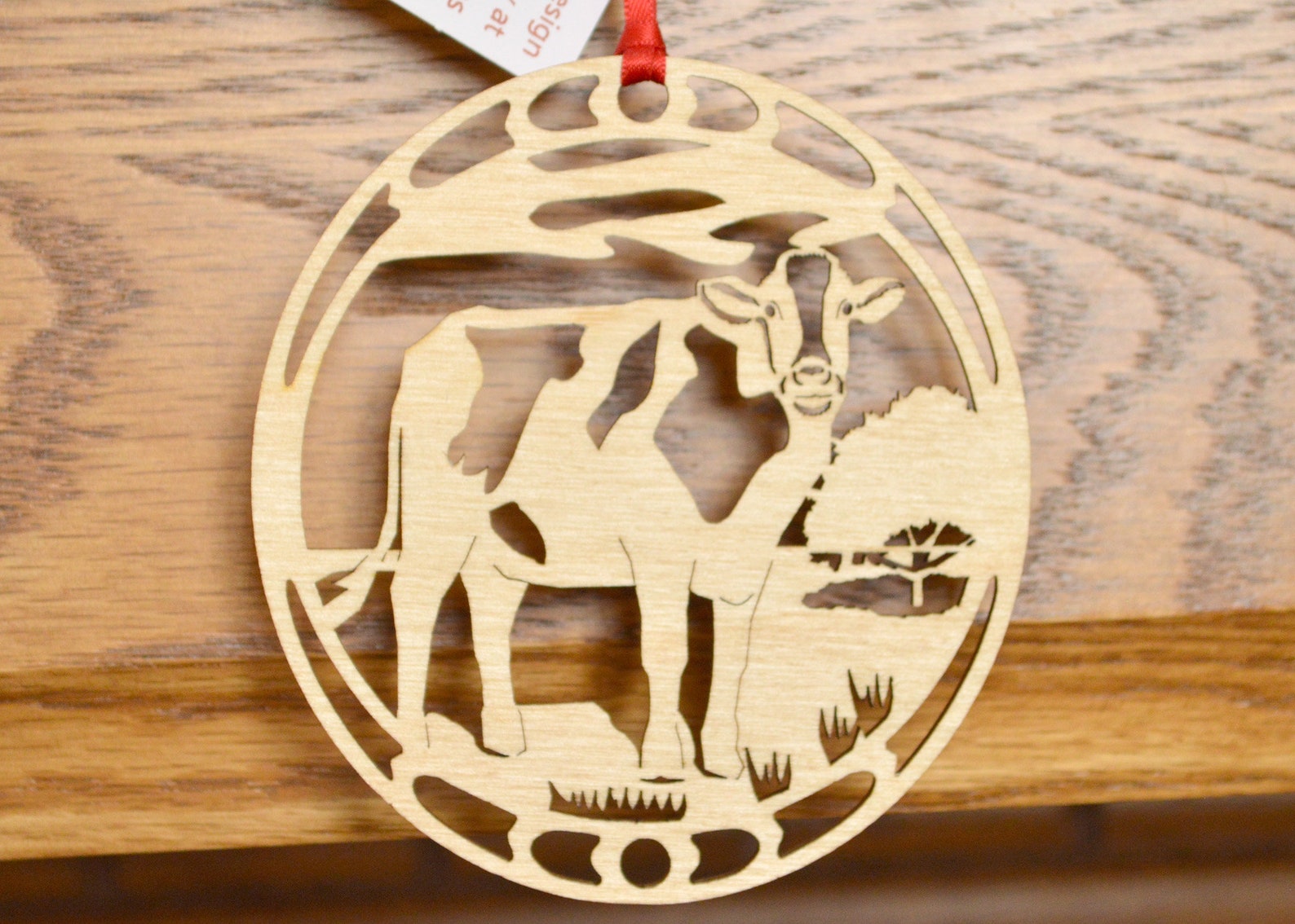 Cow Wood Ornament Woodcut Holstein Cow Decoration - Etsy