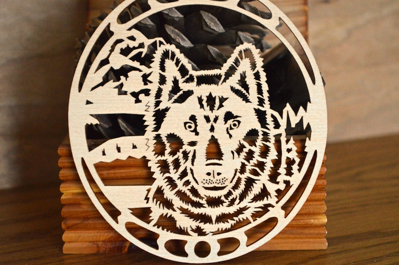 Wolf Ornament Woodcut Wolf Decoration - Etsy