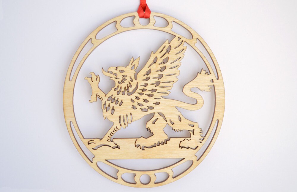 Griffin Ornament Wood-cut Griffon Decoration Woodcut Gryphon - Etsy ...