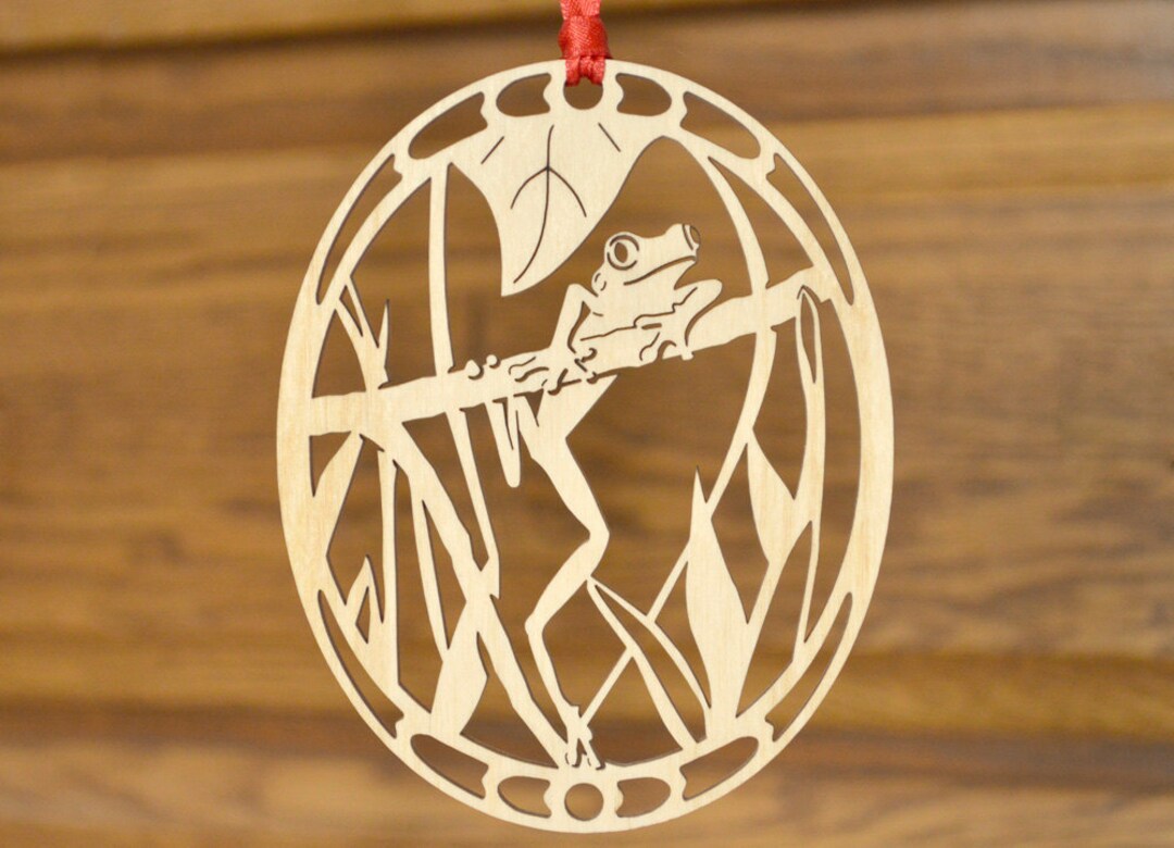 Wood Tree Frog Ornament Woodcut Tree Frog Decoration - Etsy