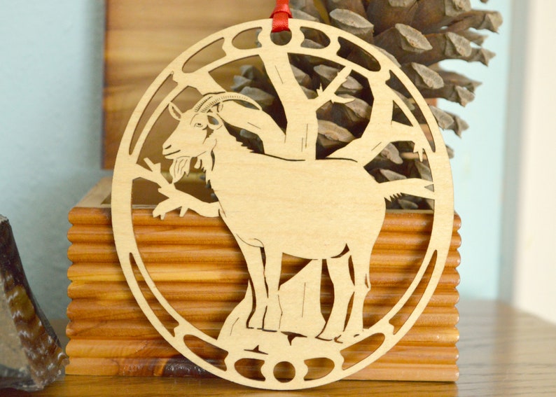 Wooden Goat Ornament Wood-cut Domestic Goat Decoration - Etsy