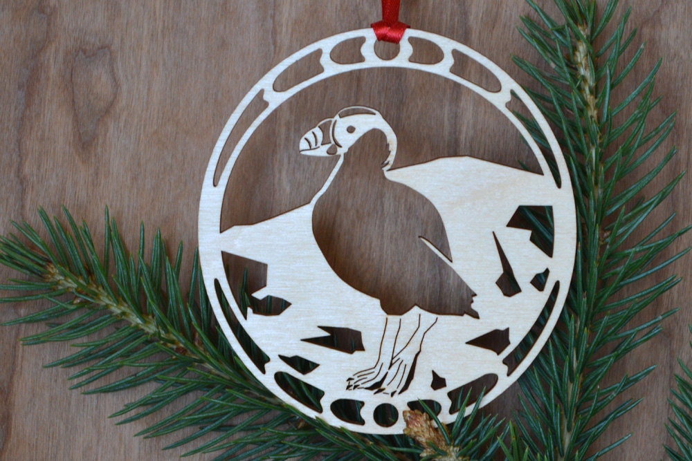 Wood Puffin Ornament Wood-cut Tufted Puffin Decoration Tufted - Etsy UK