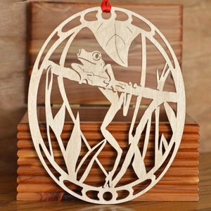 Wood Tree Frog Ornament Woodcut Tree Frog Decoration - Etsy