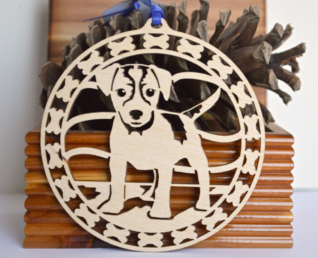 Puppy Ornament Wood-cut Jack Russell Terrier Decoration Woodcut Dog ...
