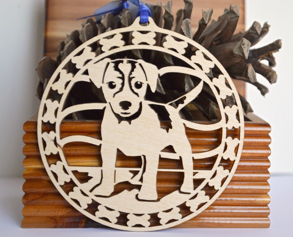Puppy Ornament Wood-cut Jack Russell Terrier Decoration Woodcut Dog ...