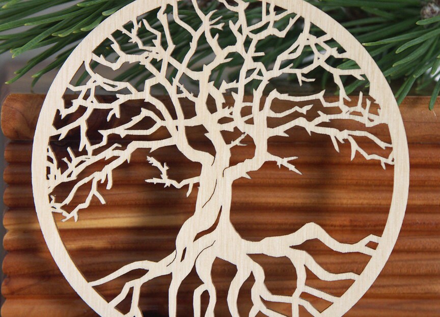 Tree of Life Ornament Woodcut Tree of Life Decoration Wooden | Etsy