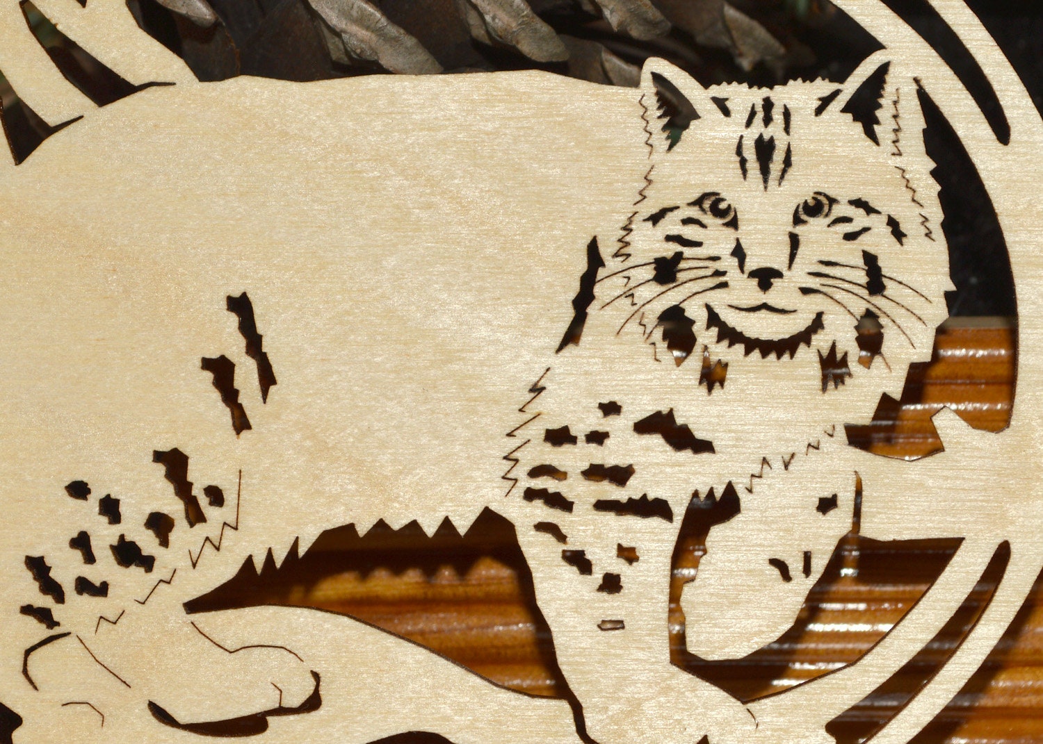 Laser-cut Bobcat Ornament: Wood, North American Wildcat Decoration - Etsy