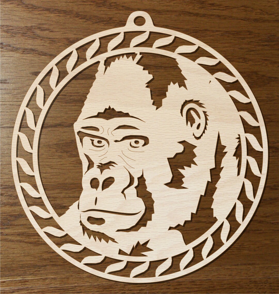 Gorilla Ornament Wood-cut Gorilla Face Decoration Wooden Laser-cut ...