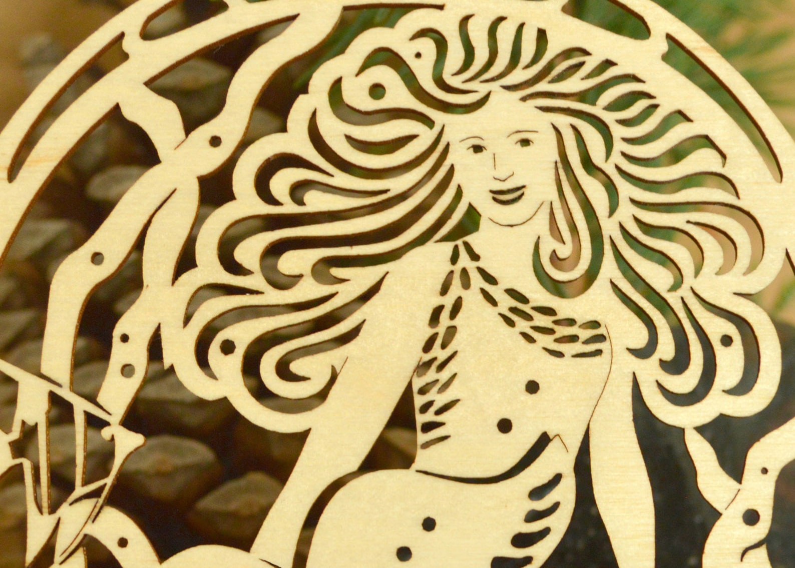 Wood Mermaid Ornament Woodcut Mermaid Decoration Wooden Little - Etsy