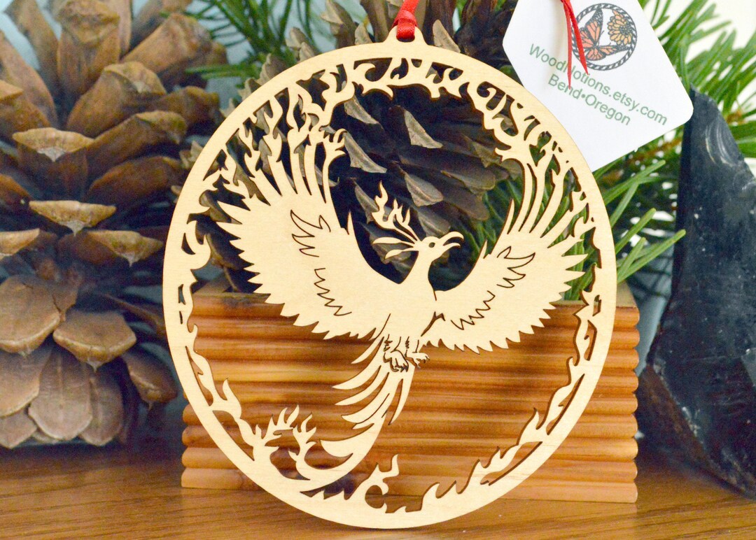 Wooden Phoenix Ornament Wood-cut Phoenix Decoration Laser Cut Phoenix ...