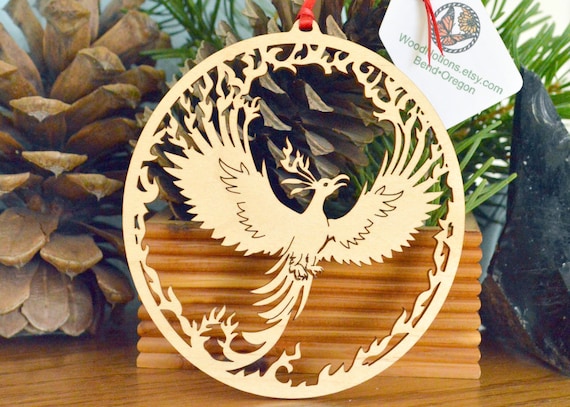 Wooden Phoenix Ornament Wood-cut Phoenix Decoration Laser Cut | Etsy