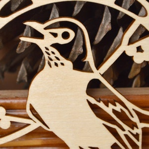 Wooden Robin Ornament Wood-cut American Robin Decoration Intricately ...