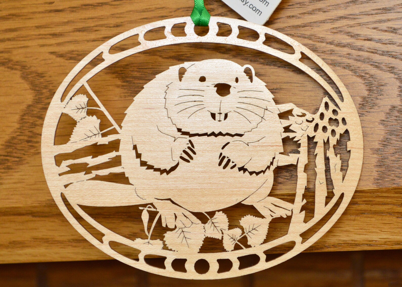 Wood Beaver Ornament Wood Cut Beaver Decoration North American Beaver ...