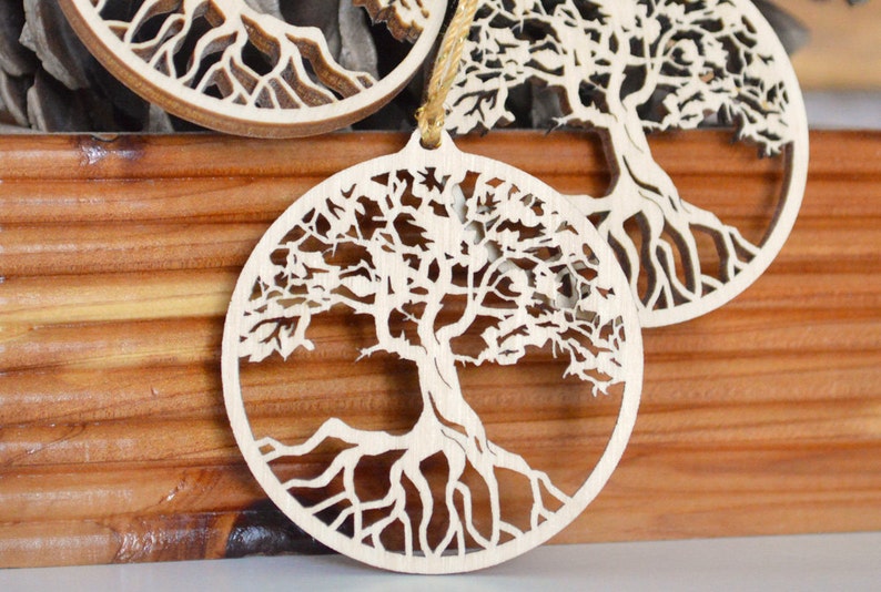 Wood Tree of Life, Owl Face, Lop Eared Rabbit: Set of Three Woodcut ...