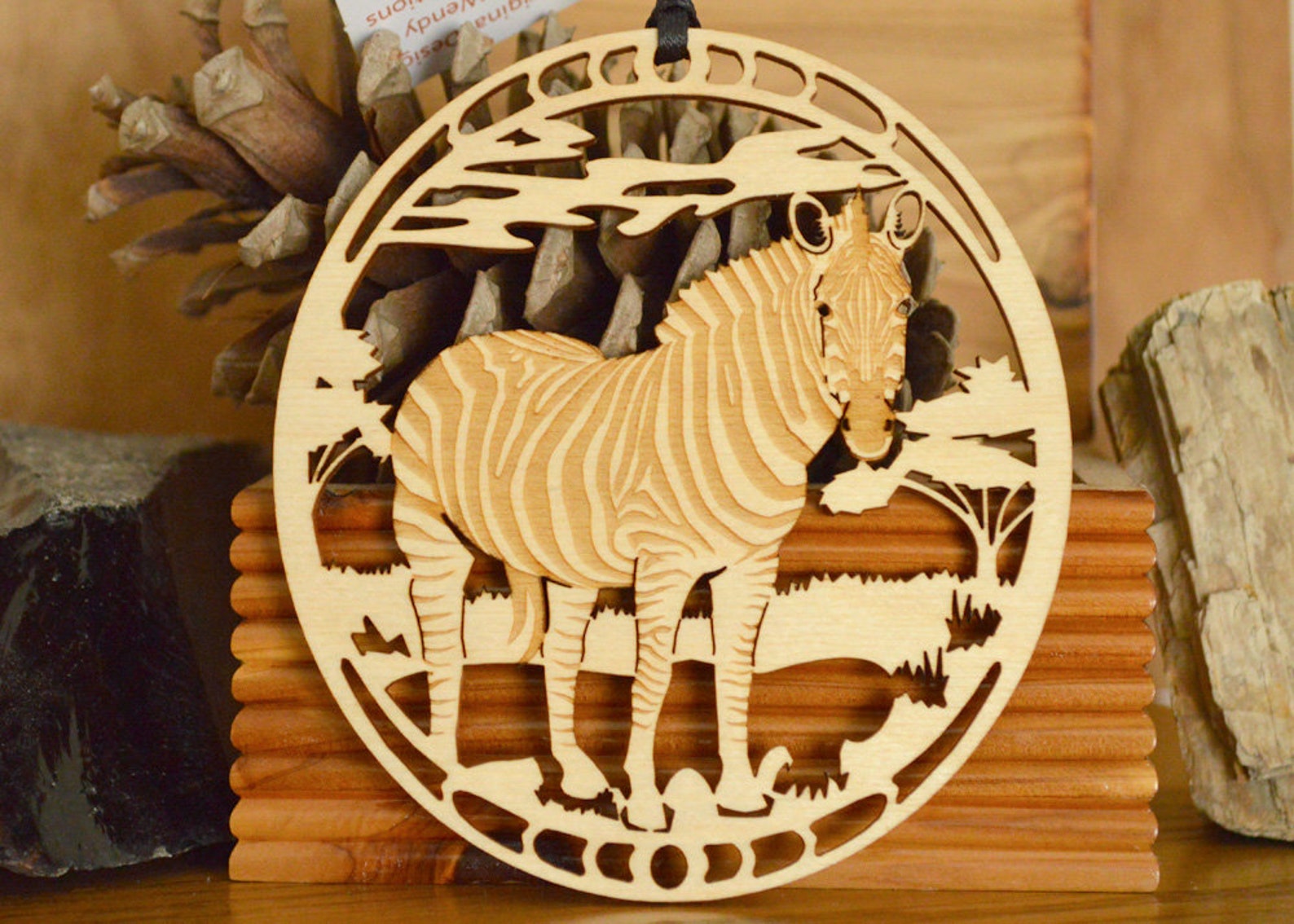 Wood Zebra Ornament Woodcut Zebra Decoration - Etsy