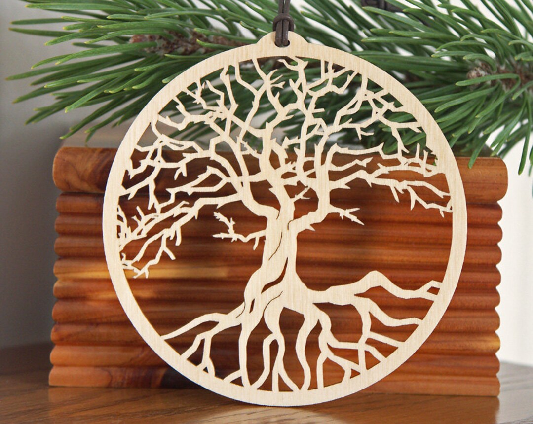 Tree of Life Ornament Woodcut Tree of Life Decoration Wooden Ornament ...
