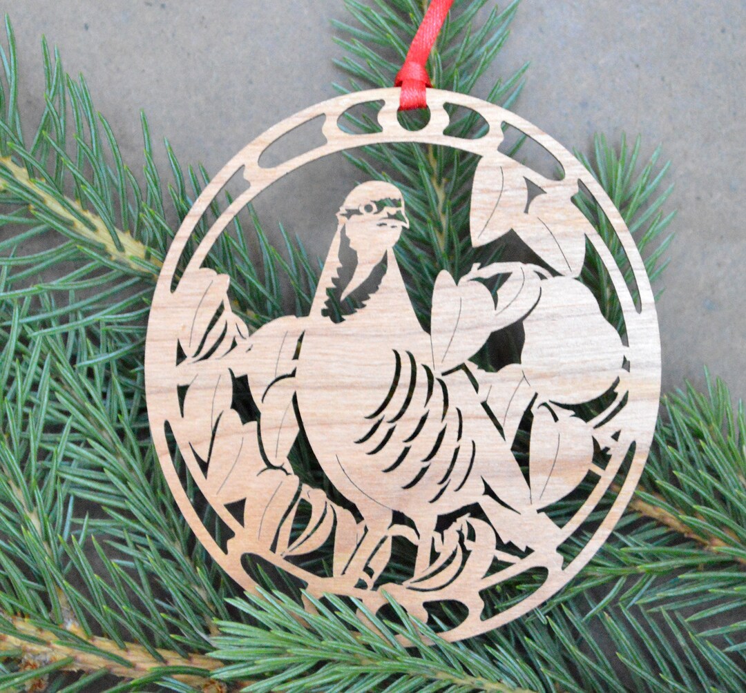 Wooden Partridge Ornament Bird Wood Cut Design Woodcut Chukar Partridge ...
